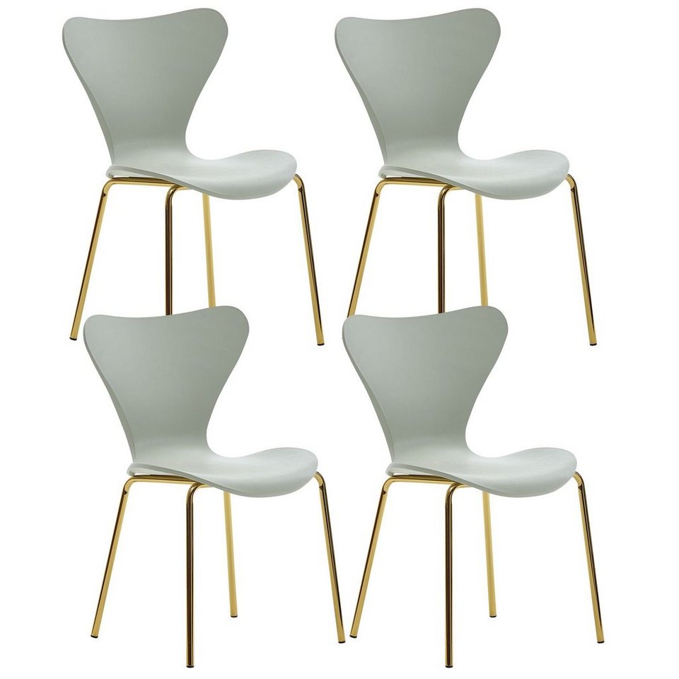 Wohnling Esszimmerstuhl Wl6421 Design 4er Set Grün Kunststoff Mit