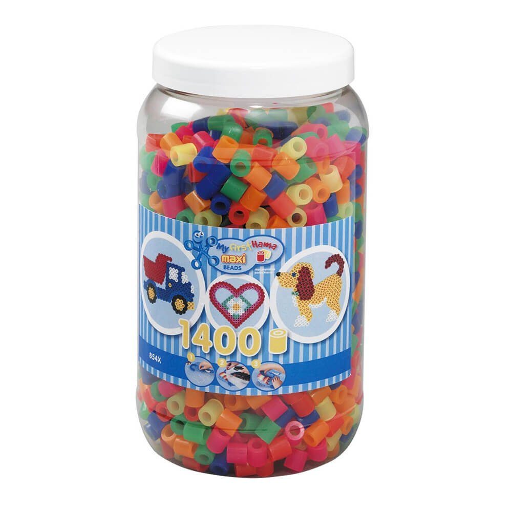Hama Perlen Bügelperlen Hama Dose Maxi-Bügelperlen Mix Neon 1400, Bitte ...