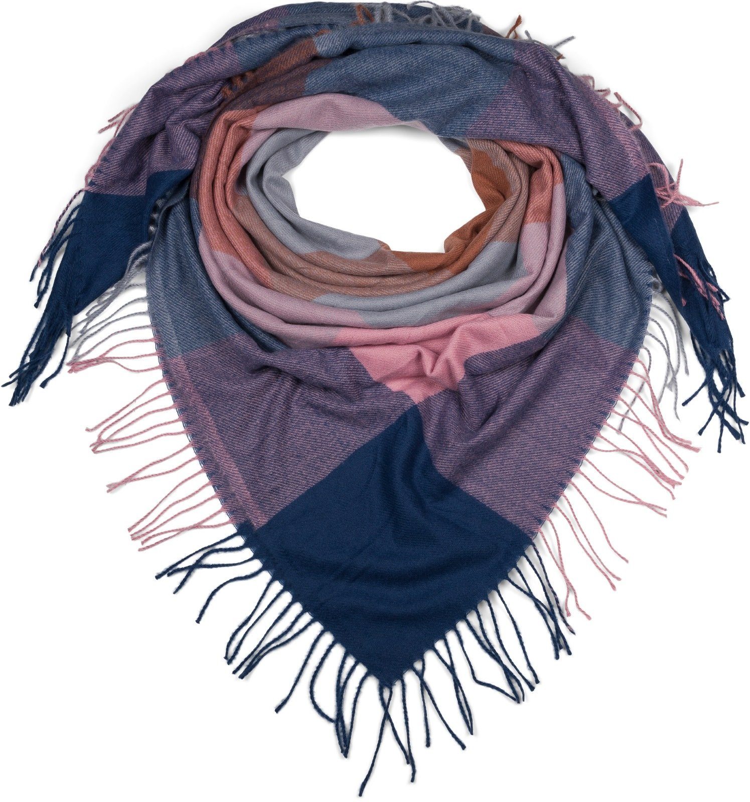 styleBREAKER XXL-Schal XXL Deckenschal mit Karo Muster und Fransen, (1-St)