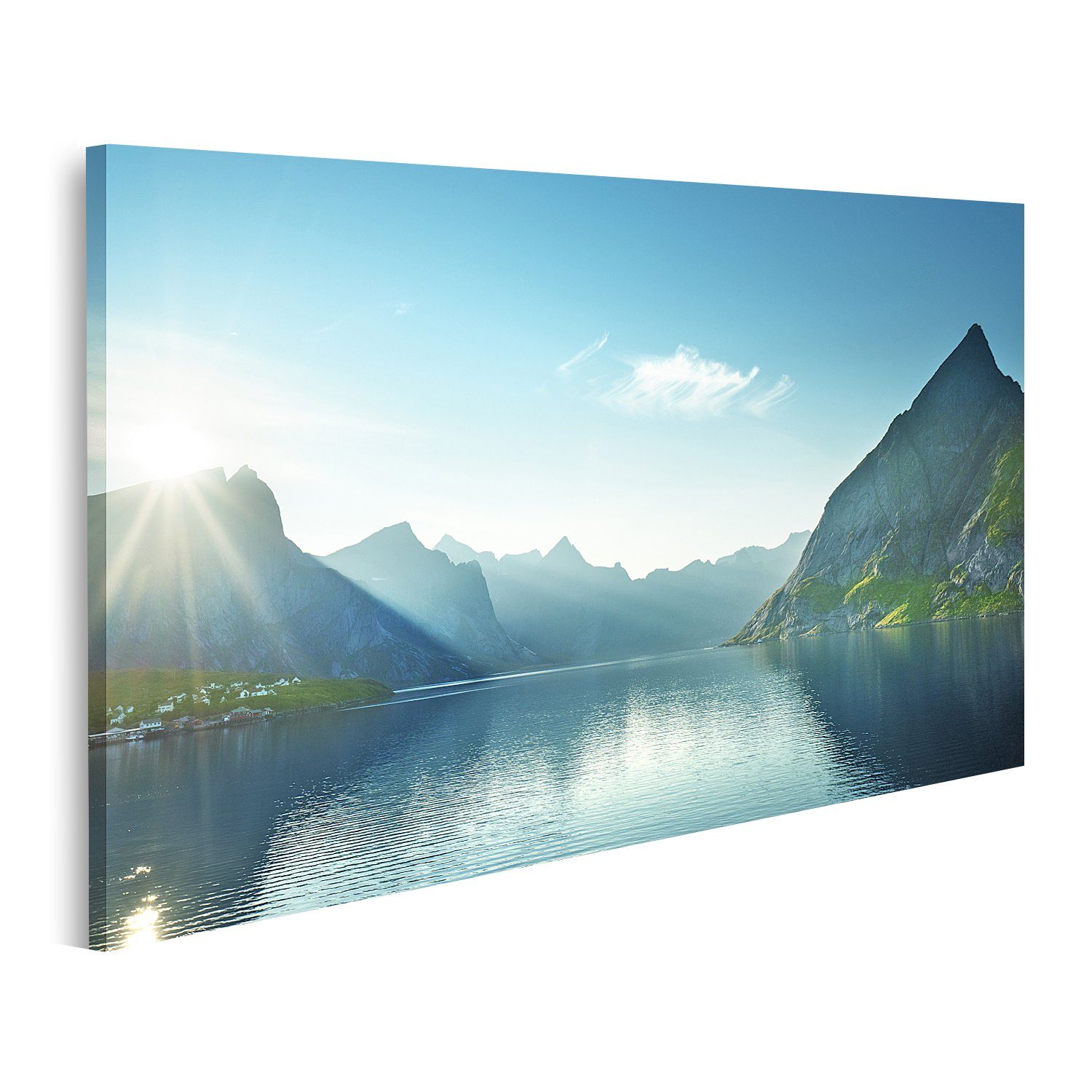islandburner Leinwandbild Bild auf Leinwand Sonnenuntergang Lofoten Inseln Norwegen Europa Wandb