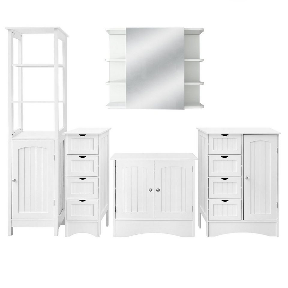 Ml Design Badmöbel Set Badmöbel Set 5 Teilig Landhausstil Weiß Aus Holz