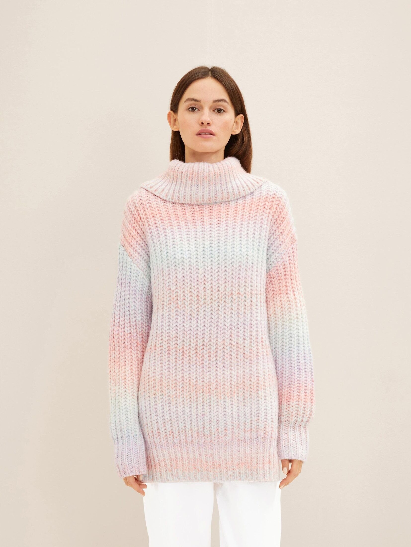 Tom Tailor Denim Strickpullover Langer Strickpullover Mit Farbverlauf