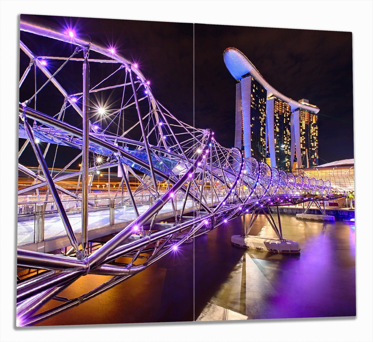 Wallario Herd Abdeckplatte Helix Brücke In Singapur Bei Nacht Esg
