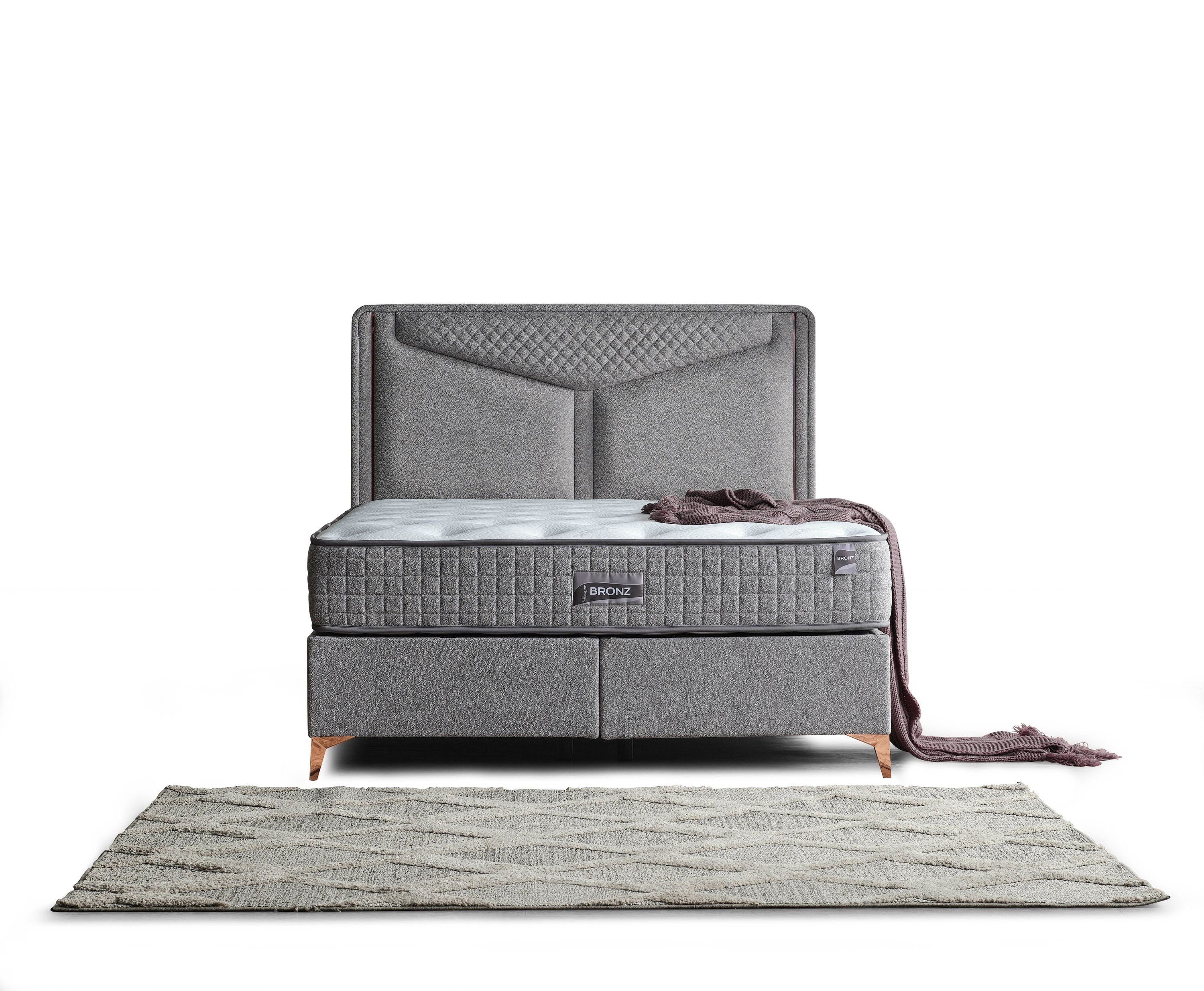 Villa Möbel Boxspringbett Bronz Bett Mit Gestepptem Kopfteil In