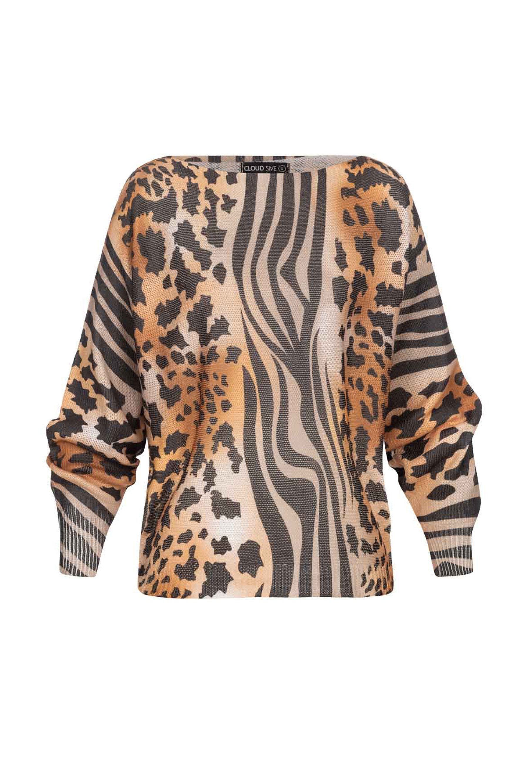 CLOUD 5IVE Sweatshirt CLOUD 5IVE Shirt mit Leo-Print beige