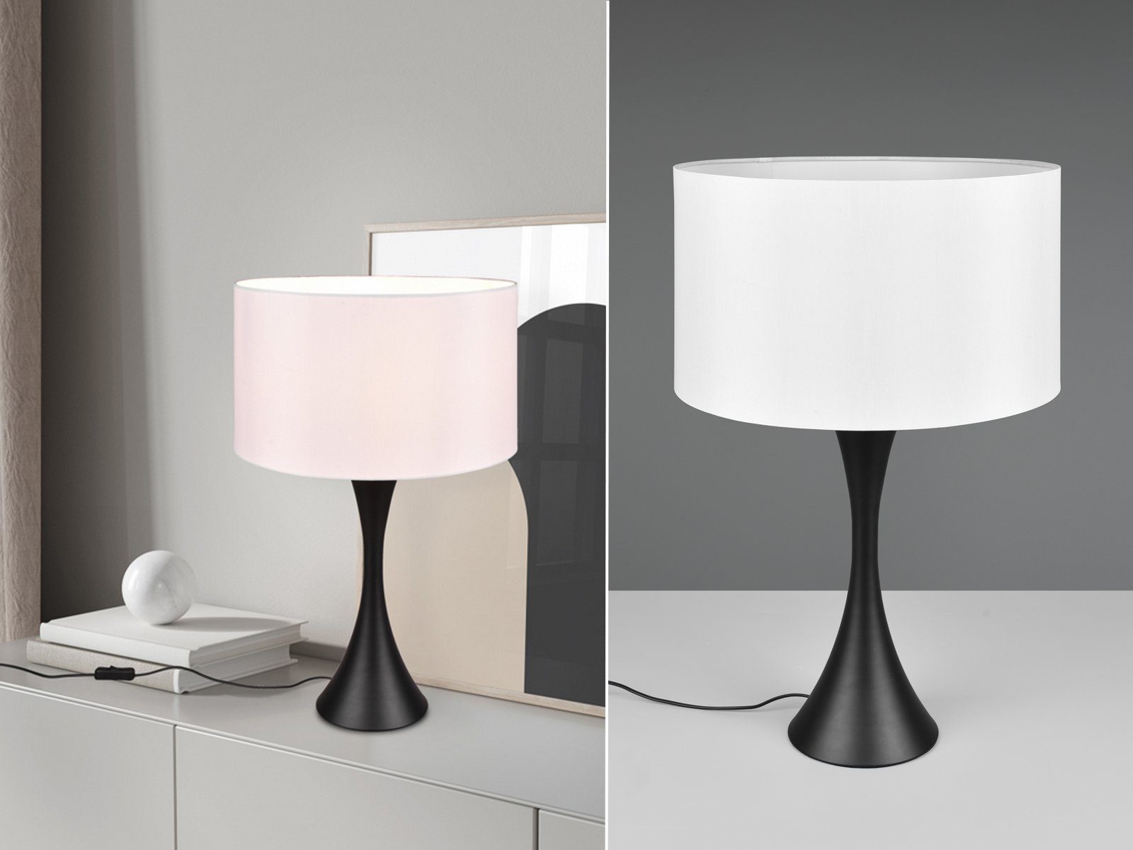 Nachttischlampe Schwarz Weiss