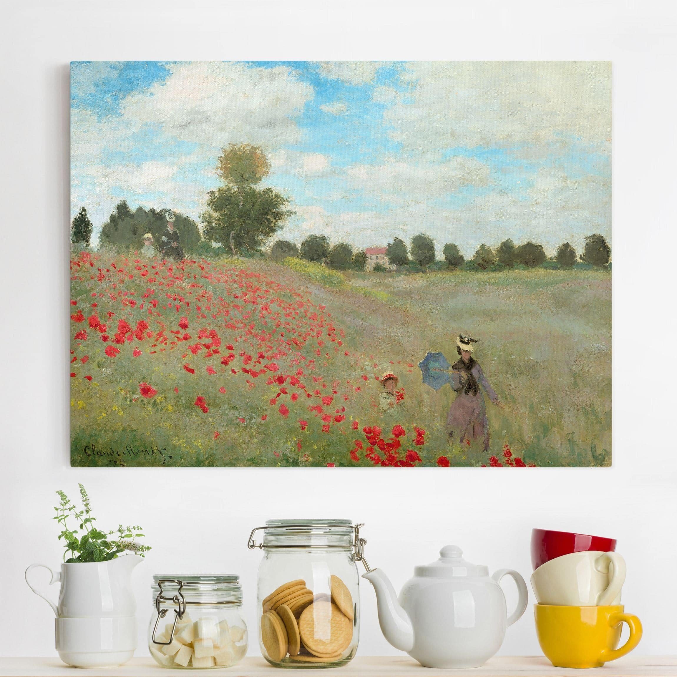 Bilderdepot24 Leinwandbild Kunstdruck Claude Monet Mohnfeld Argenteuil