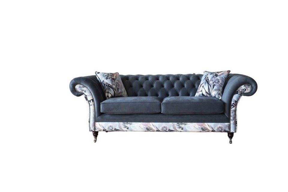 Jvmoebel Sofa Blauer Dreisitzer Design Polster Sitz Textil Sofa 3