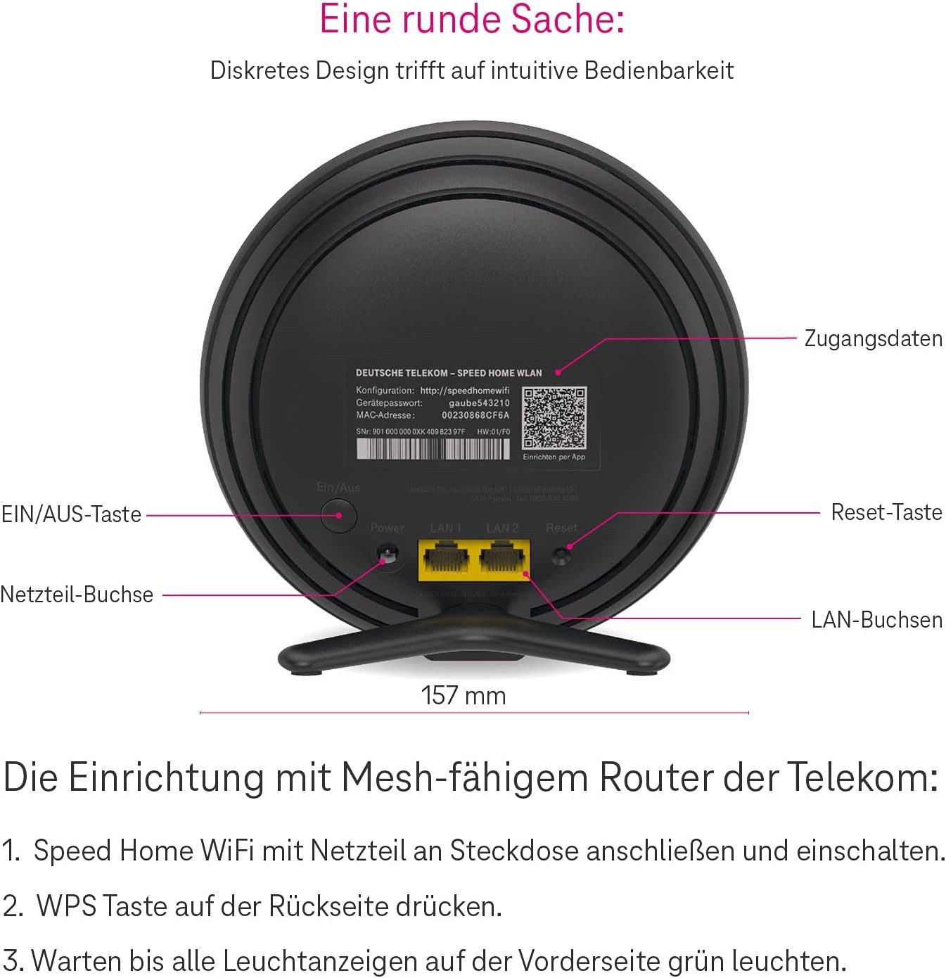 Telekom Speedport Smart 4 R Router + Speed Home WLAN Repeater Mesh-Set ...