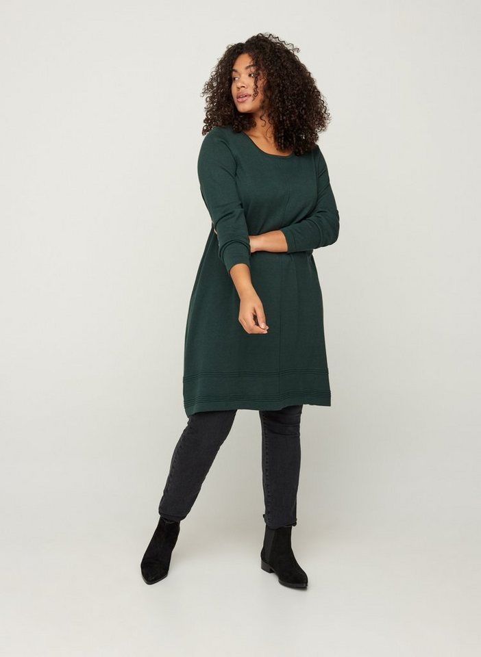 Zizzi Strickkleid Große Größen Damen Einfarbiges Strickkleid Mit Langen