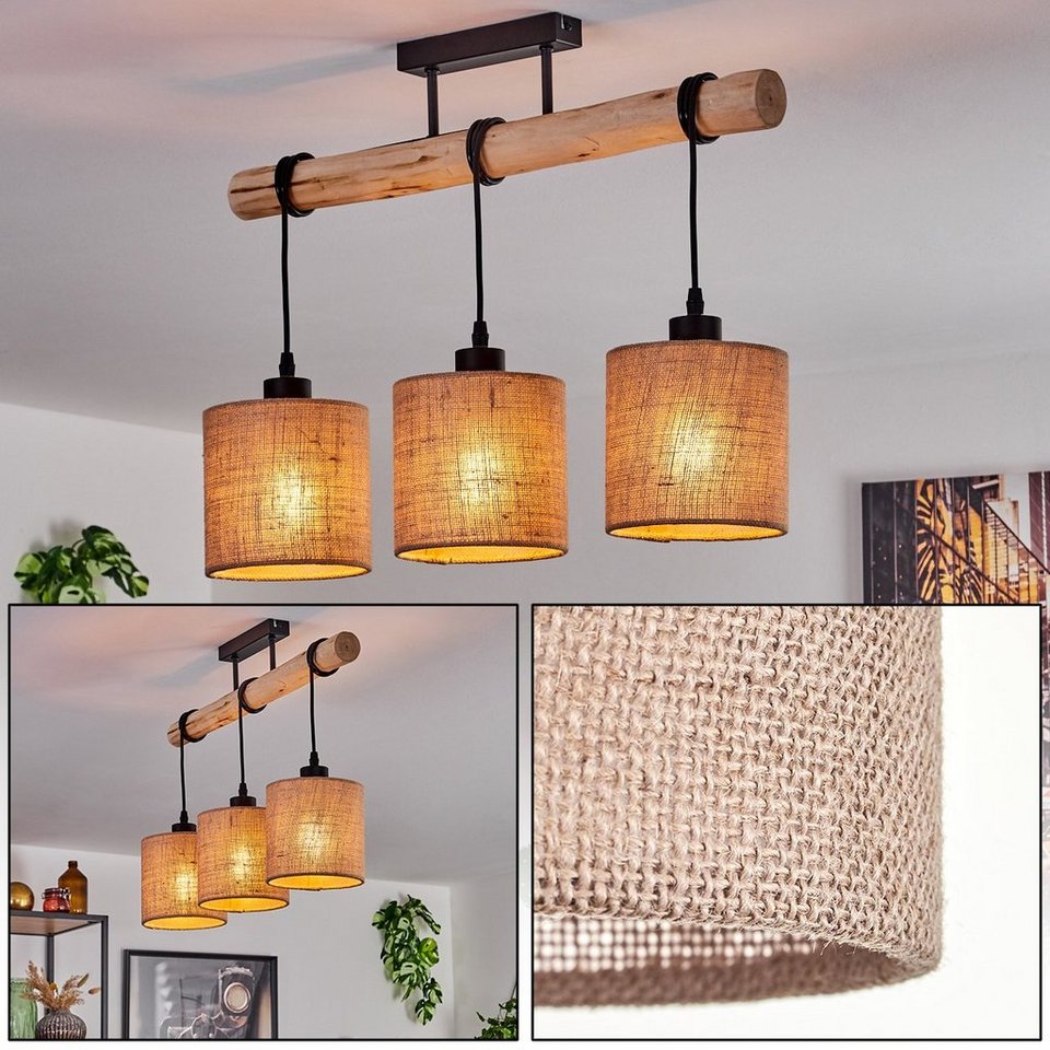 Hofstein Deckenleuchte Moderne Deckenlampe Aus Holzmetallleinen In