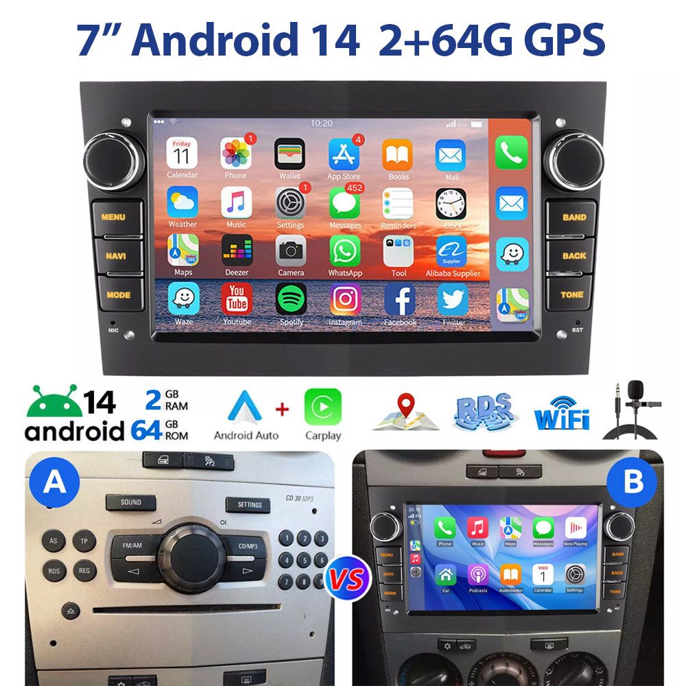 ESSGOO Android14 Für Opel Corsa C D Astra G H Meriva Zafira A B Vectra ...