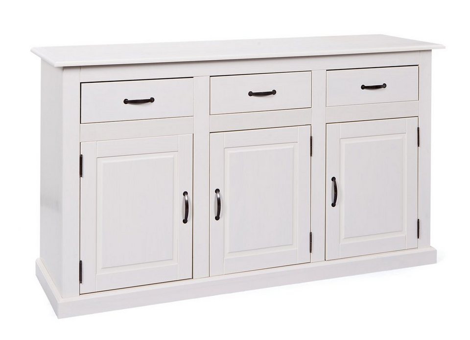 Ebuy24 Sideboard Cassy Sideboard 3 Türen 3 Schubladen Antik Weiss