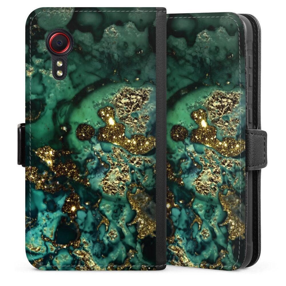 Deindesign Handyhülle Marmor Glitzer Look Muster Cyan Glitter Marble