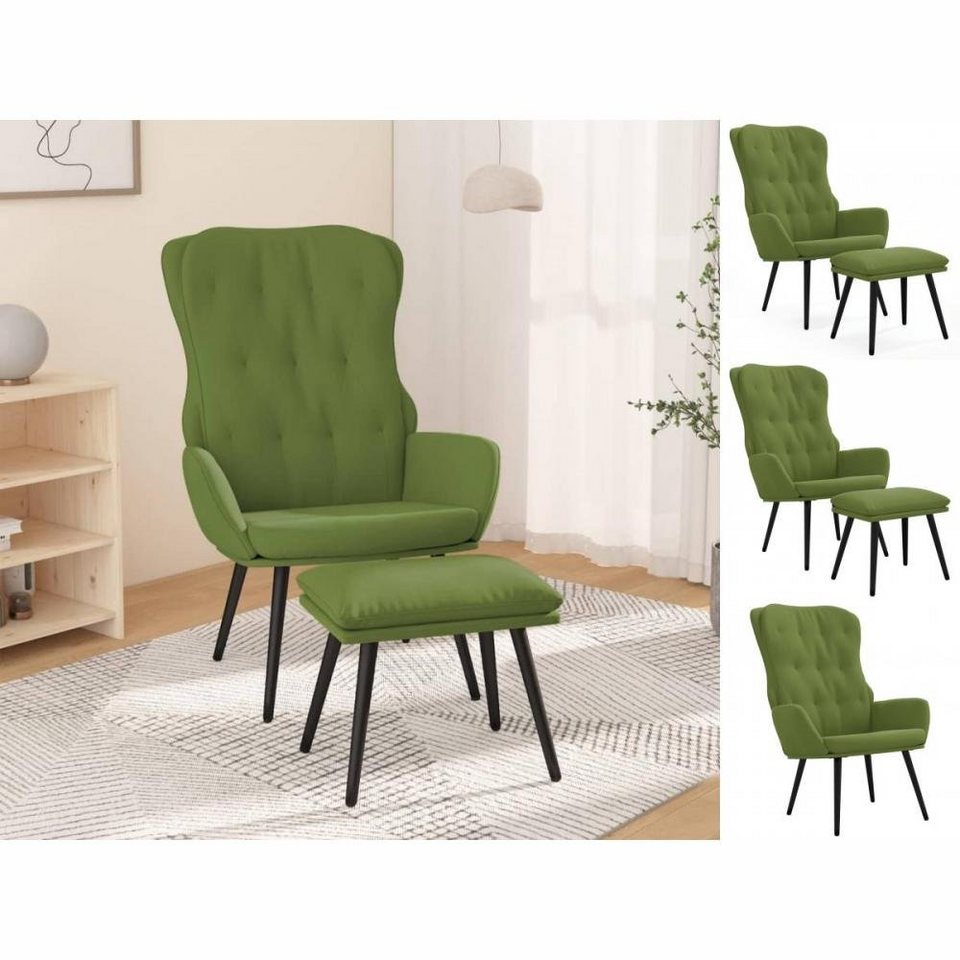 Vidaxl Sessel Relaxsessel Mit Hocker Hellgrün Samt Relaxstuhl