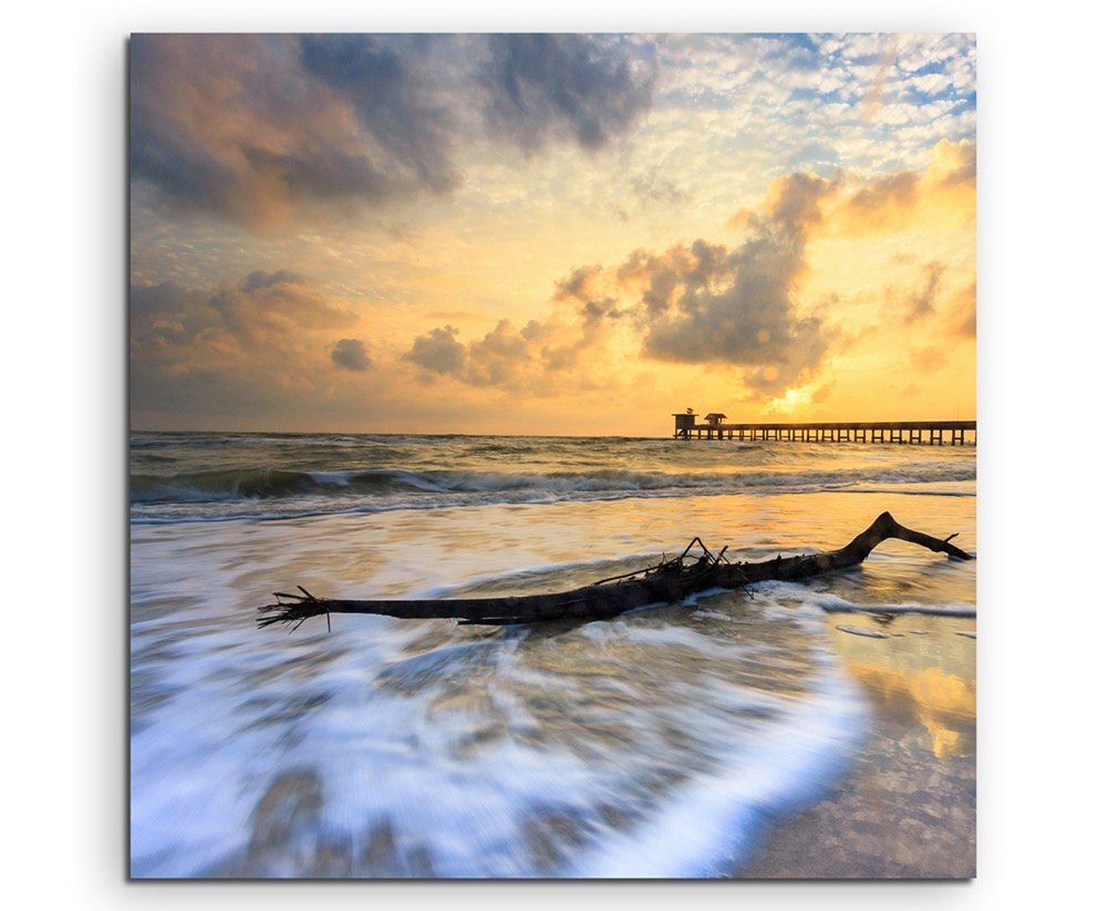 Sinus Art Leinwandbild Landschaftsfotografie Aufziehender Sturm am Strand auf Leinwand ...