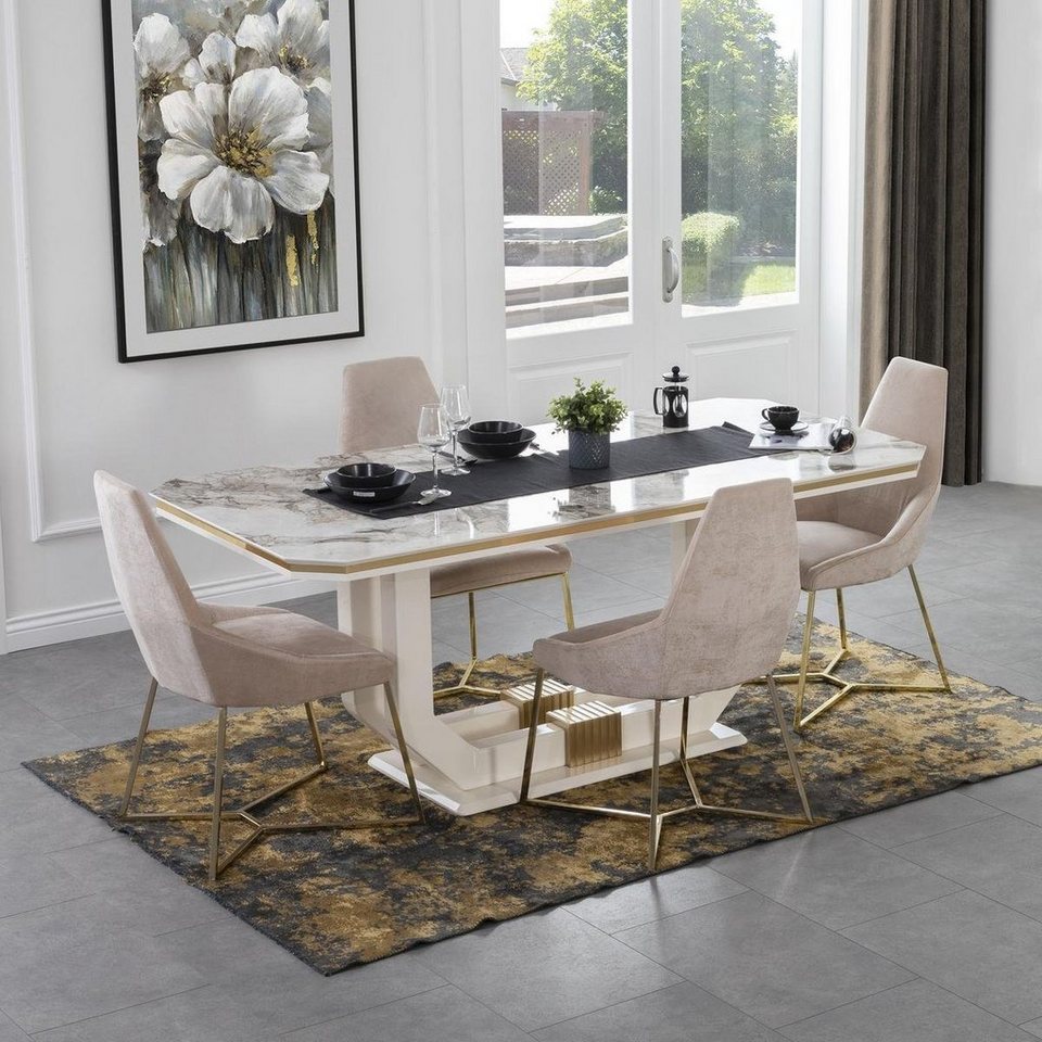 Jvmoebel Esszimmer Set Weiße Moderne Esszimmer Möbel Designer Esstisch
