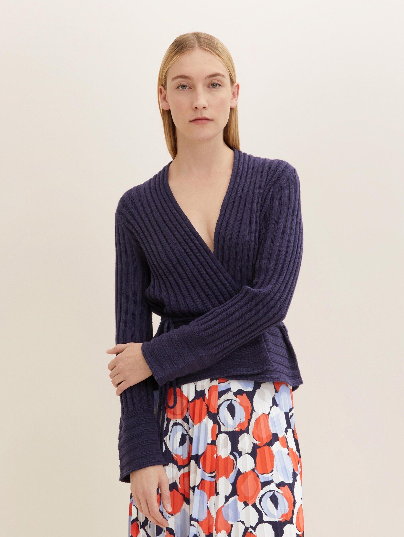 Tom Tailor Strickjacke Wickel Cardigan Mit Rippstruktur