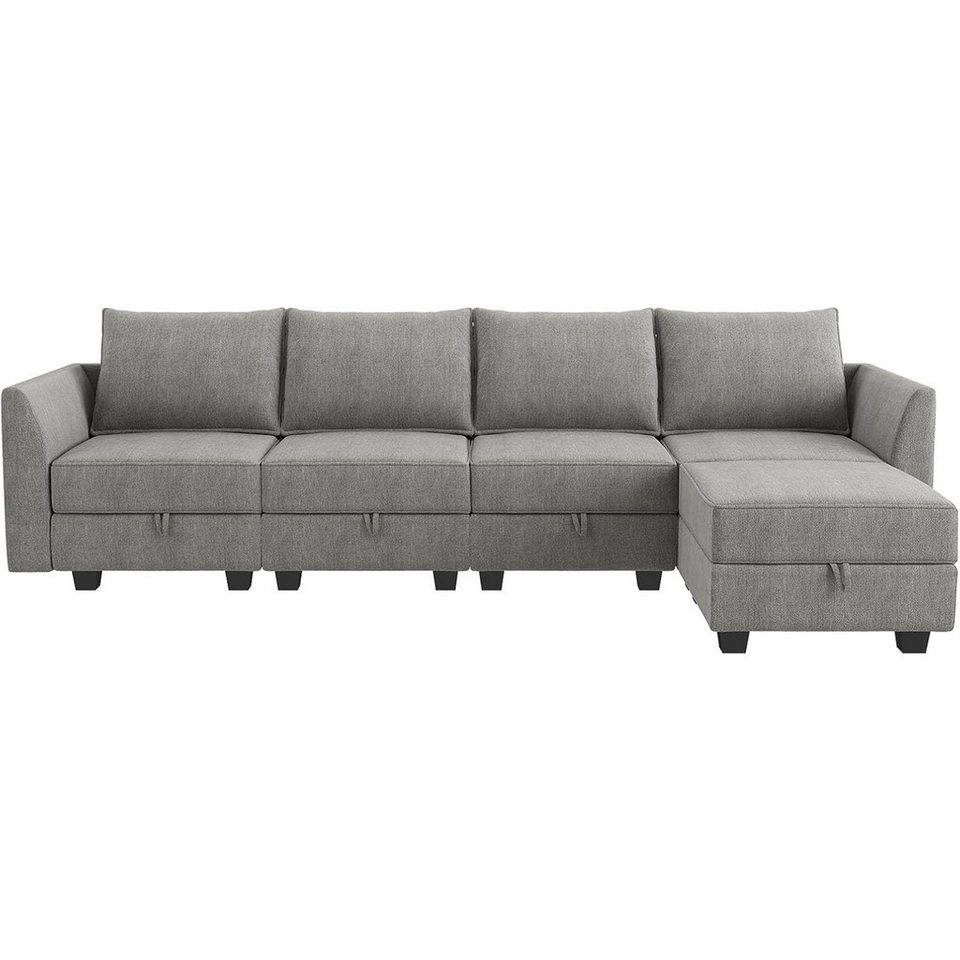 Sinaopus Ecksofa L Förmiges Sofa Mit Bettfunktion 4 Sitzer Ottomane