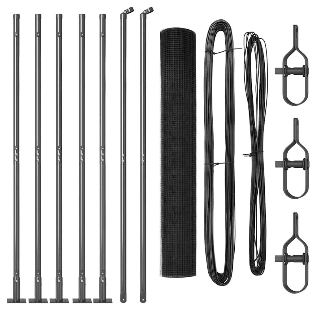 vidaXL Gartenzaun Geschweißter Drahtzaun mit Betonfundament 25 x 1 m (B ...