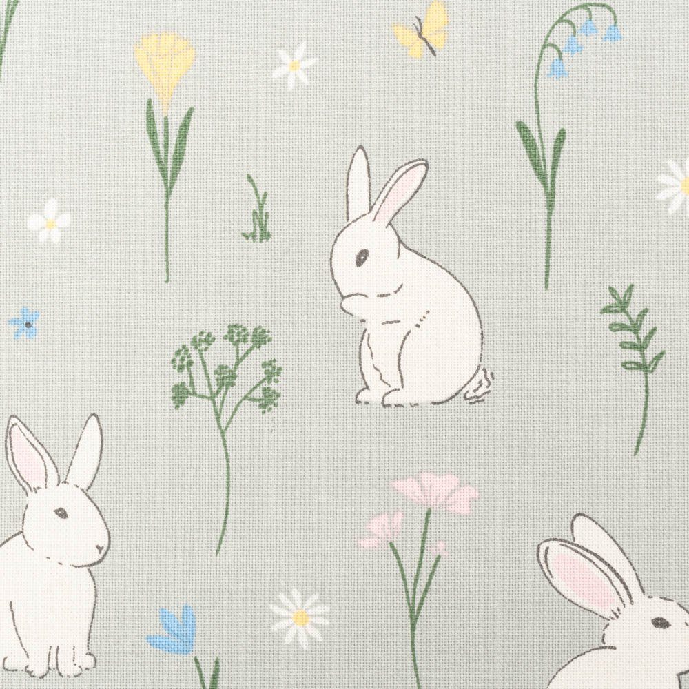 SchÖner Leben Stoff Dekostoff Halbpanama Cute Rabbit Garden Hasen