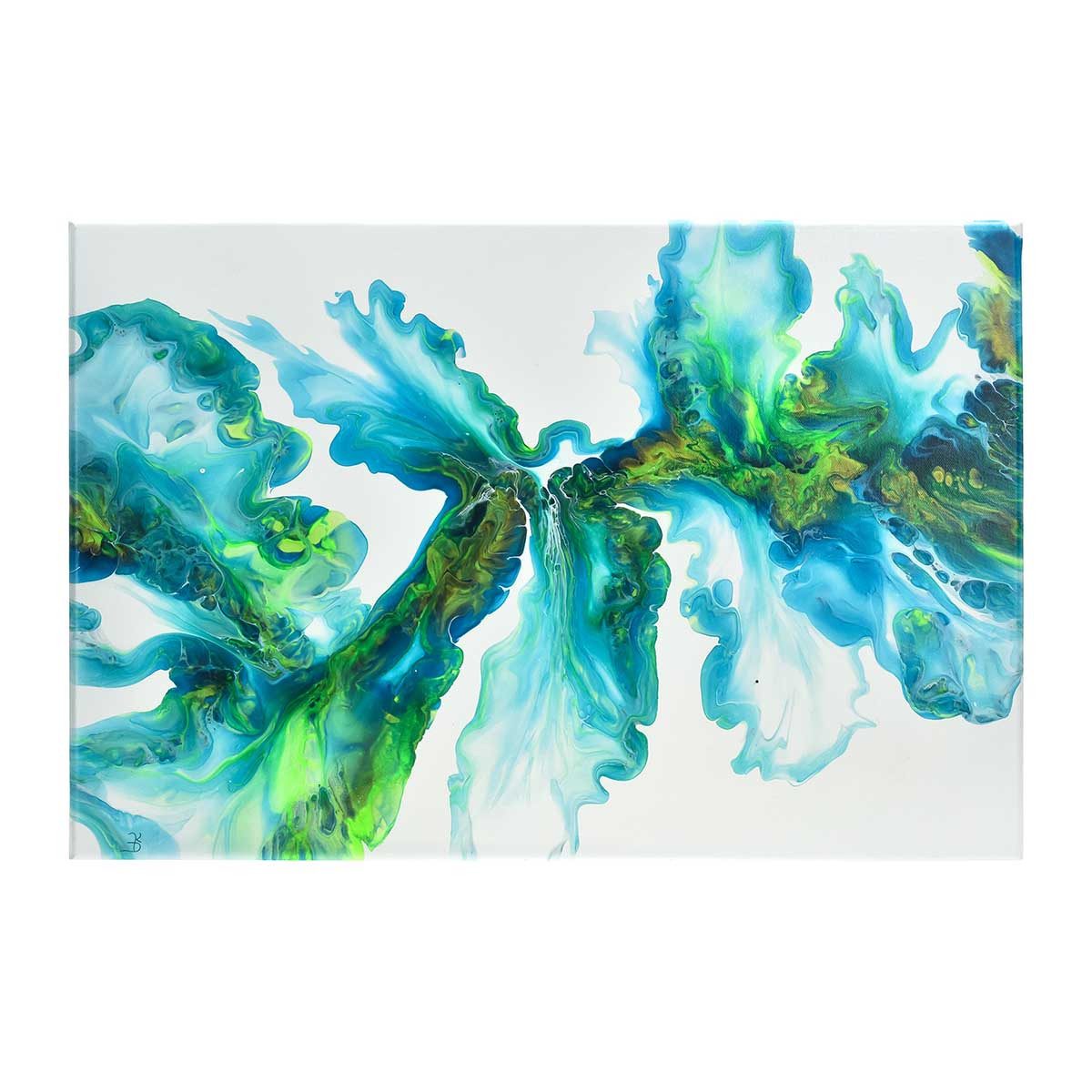 Raumzutaten Leinwandbild Acryl Pouring Bild 60x40cm "Ocean Whisper" Unikat, abstrakt, Wanddeko ...