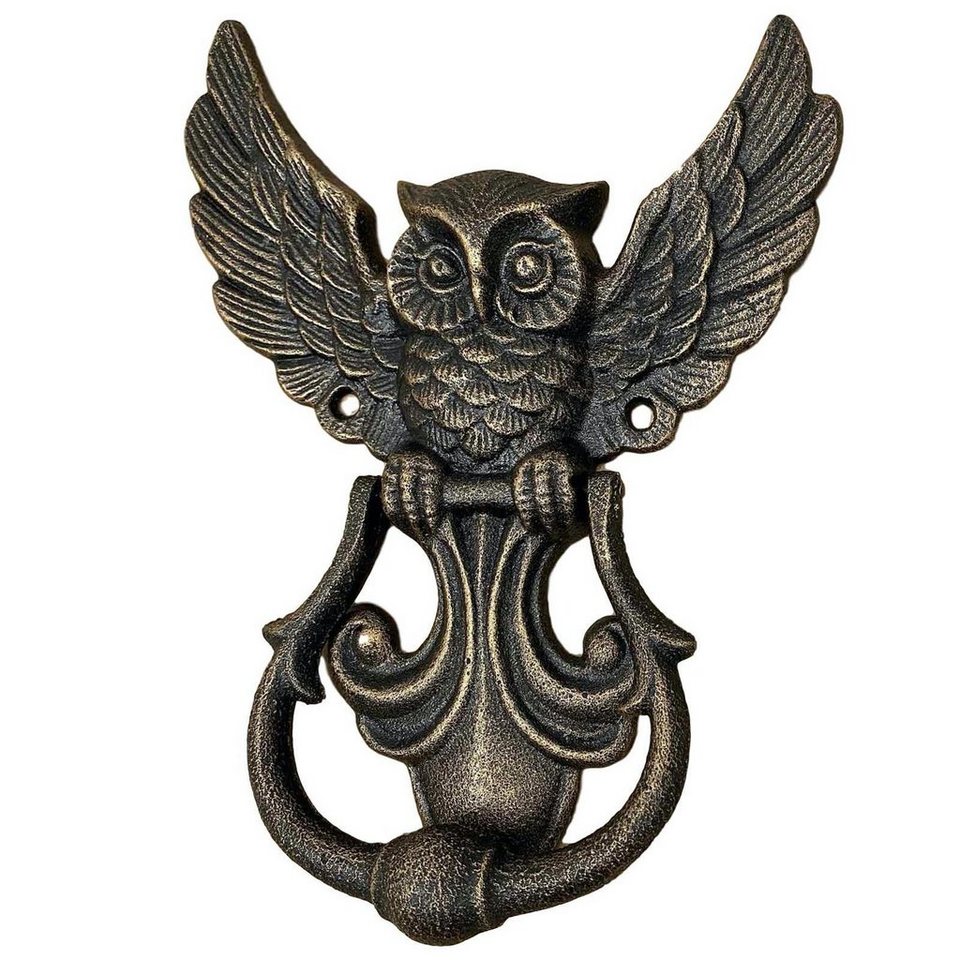 Aubaho Dekoobjekt Türklopfer Eule Uhu Figur Skulptur Eisen Antik Stil 20cm