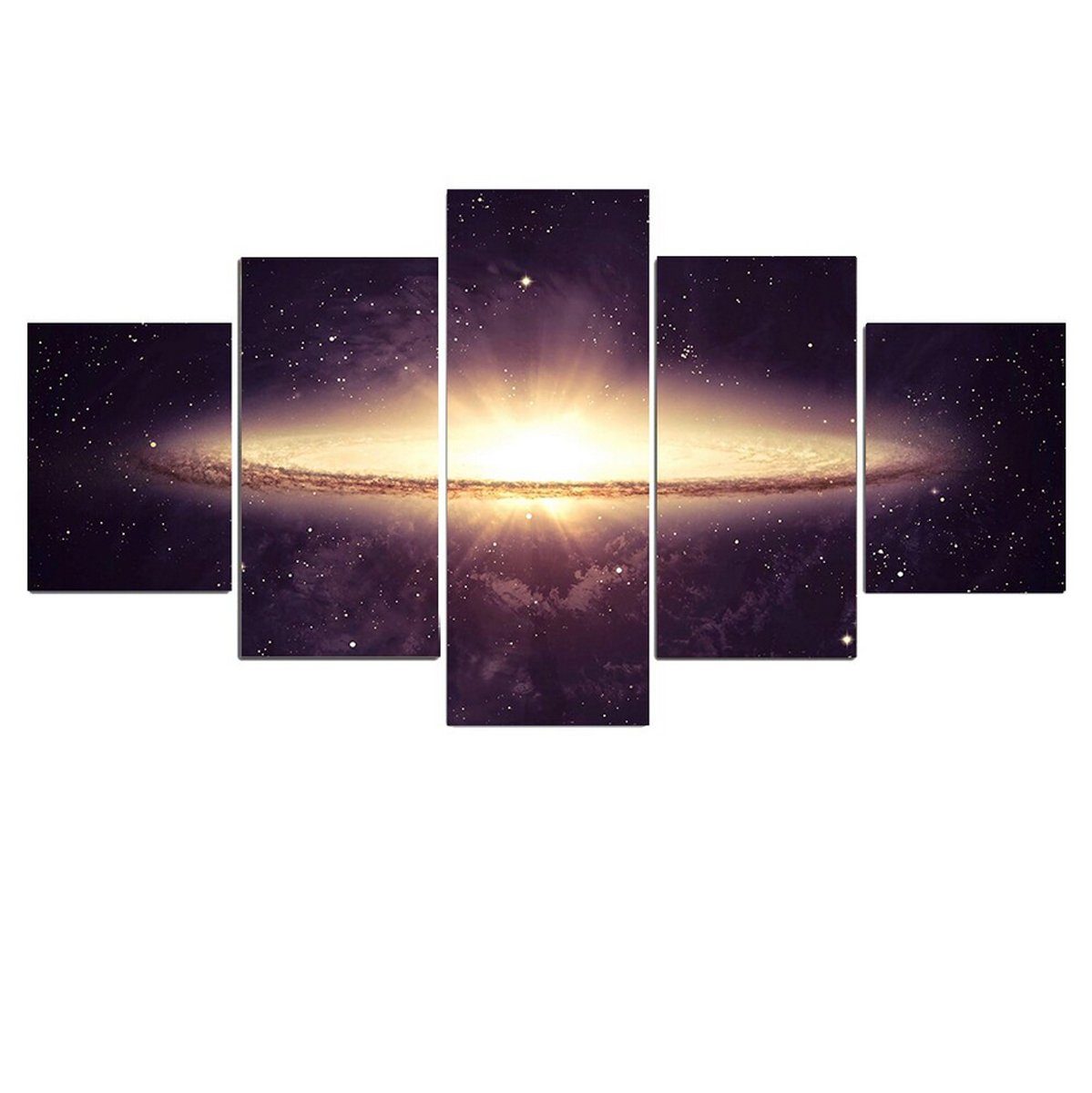 TPFLiving Kunstdruck (OHNE RAHMEN) Poster - Leinwand - Wandbild, 5 teiliges Wandbild - Universum ...