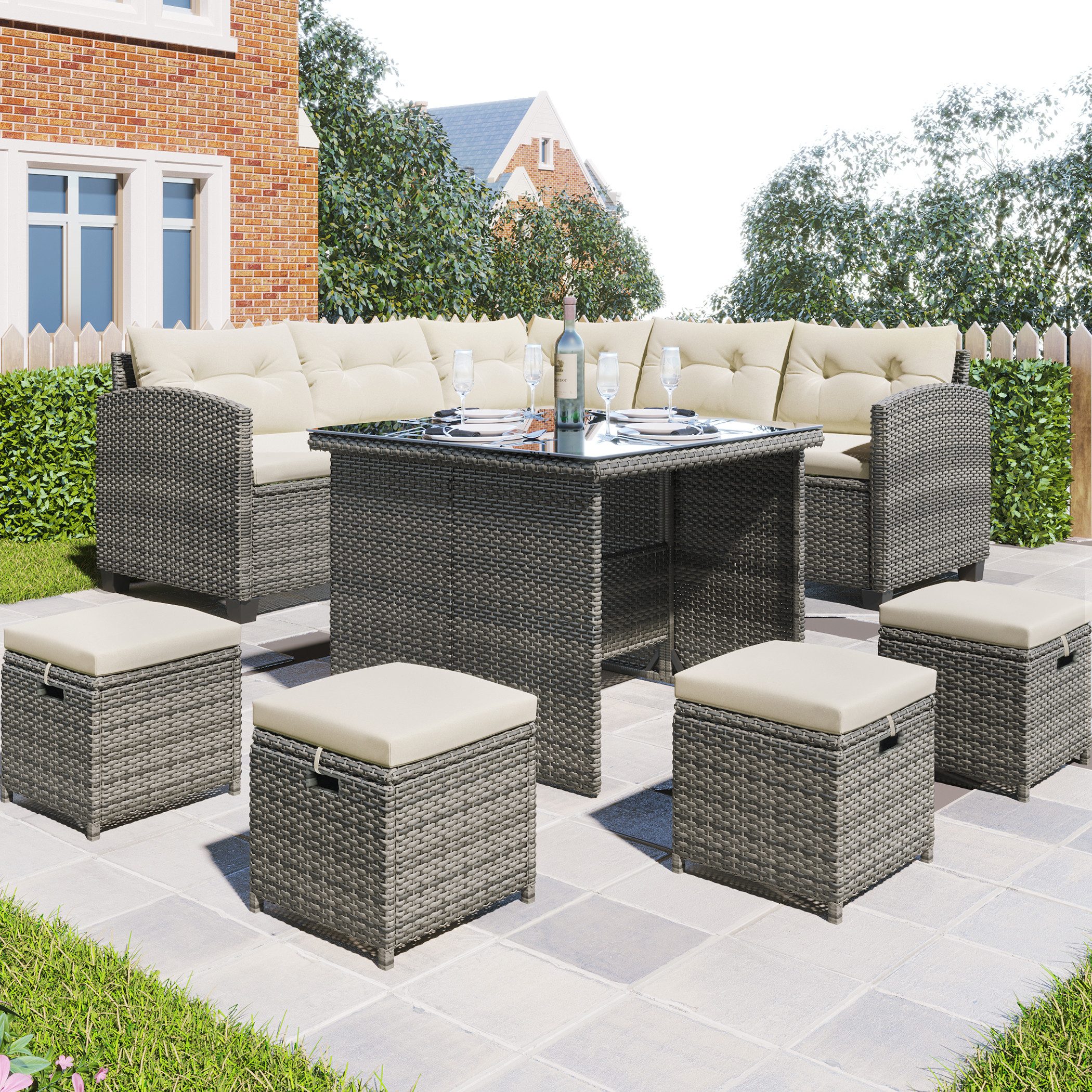 Klam Home Gartenlounge Set Gartenmöbel Set Für 6 10 Personen Allwetter