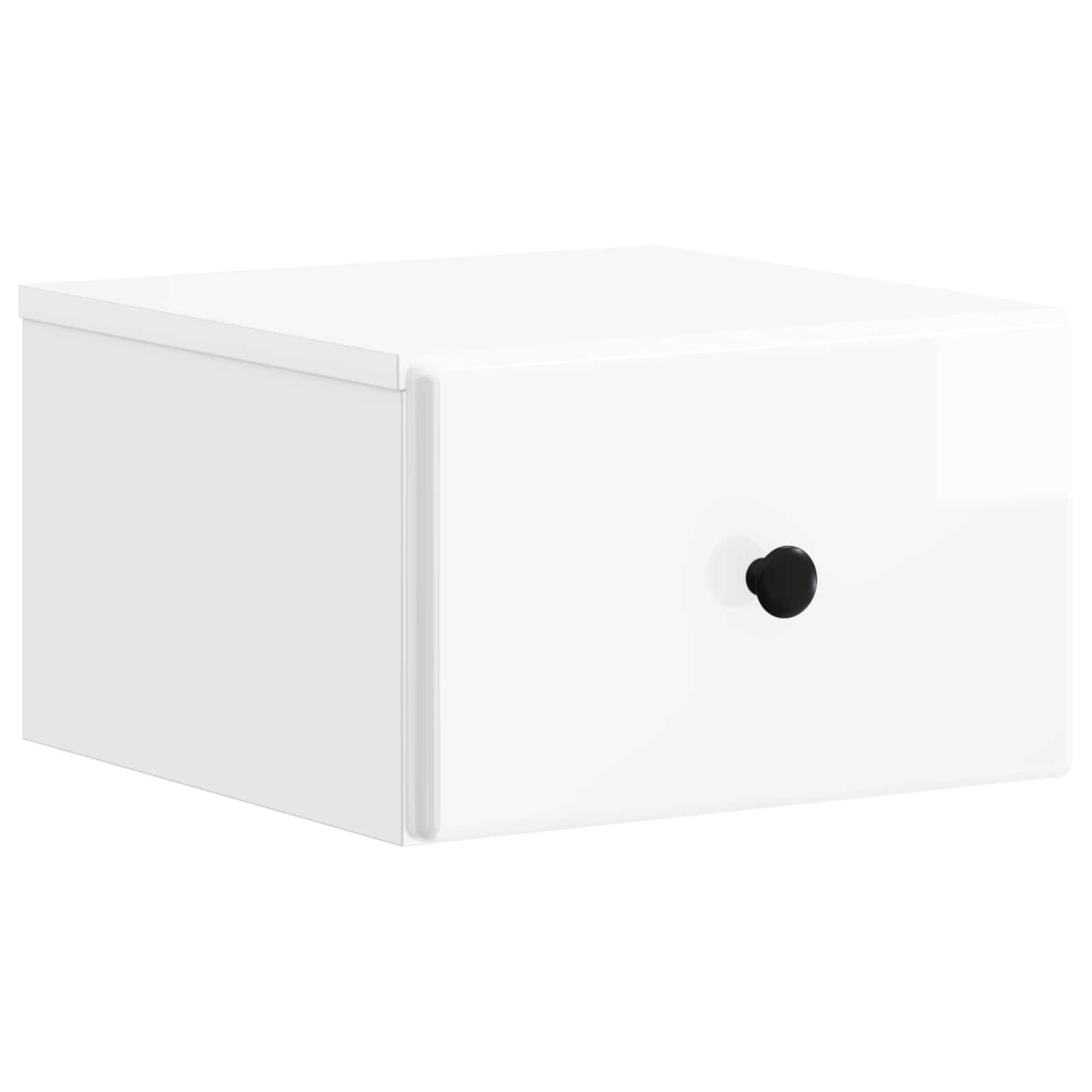 vidaXL Nachttisch Wandmontierter Nachttisch Hochglanz Weiß 34,5 x 33 x ...