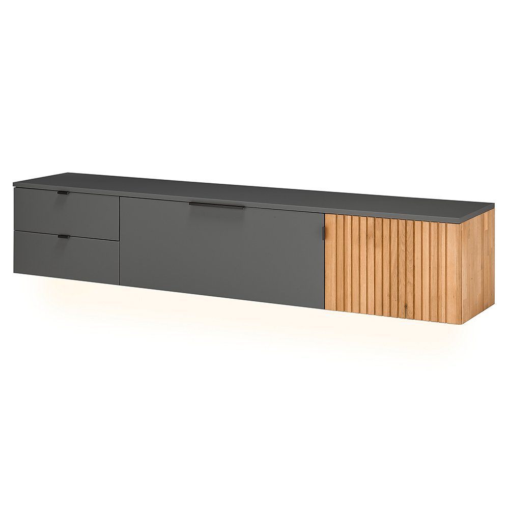 Lomadox Sideboard Lucera 52 Hängend In Anthrazit Mit Eiche Massiv