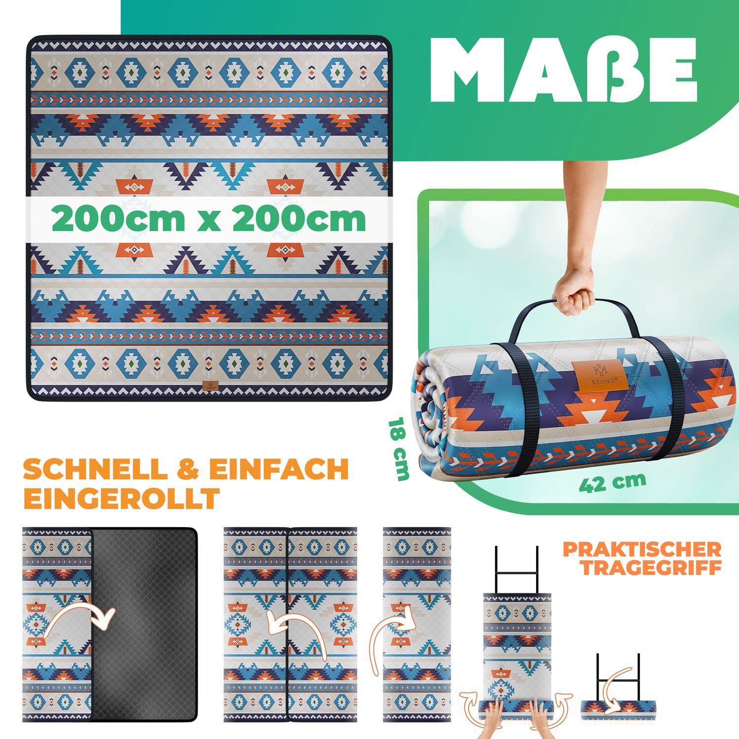 Picknickdecke, KESSER, Stranddecke Outdoor Decke XXL