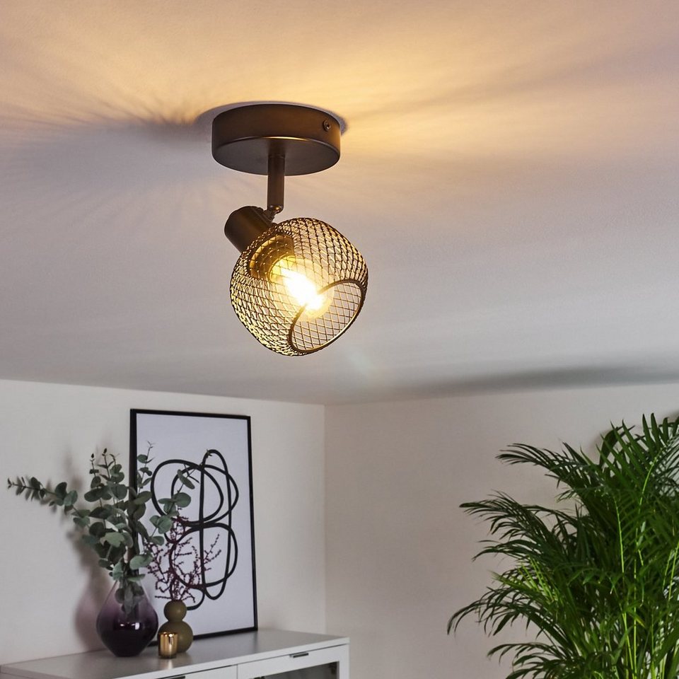 Hofstein Deckenleuchte Lesa Runde Zimmerlampe Aus Metall In Schwarz