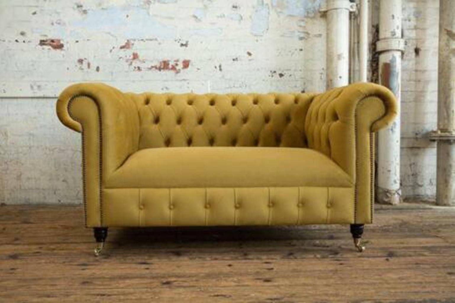 JVmoebel Chesterfield-Sofa, Cheserfield Samt Sofa 2 Sitzer Designer ...