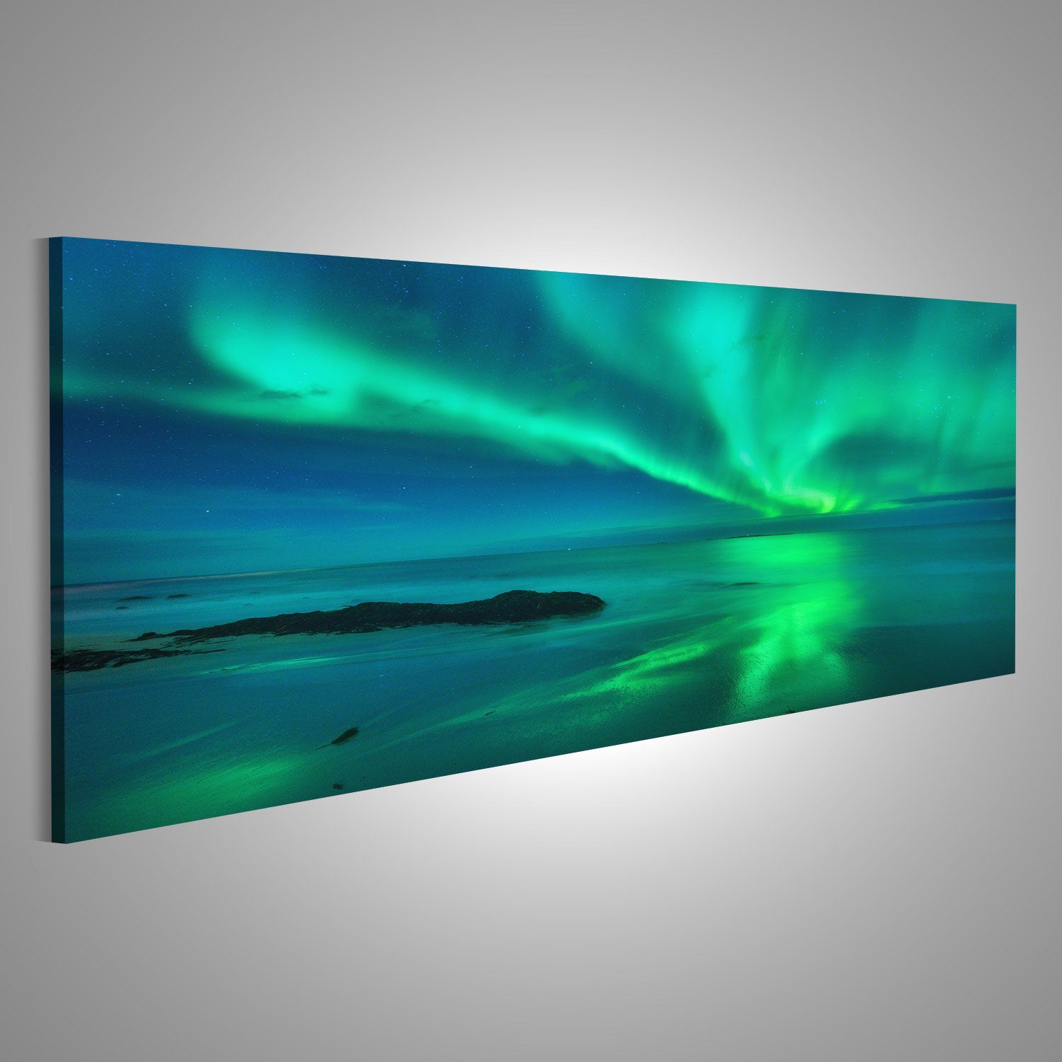 islandburner Leinwandbild Bild auf Leinwand Aurora Auf Dem Meer Nordlichter In Lofoten Inseln No