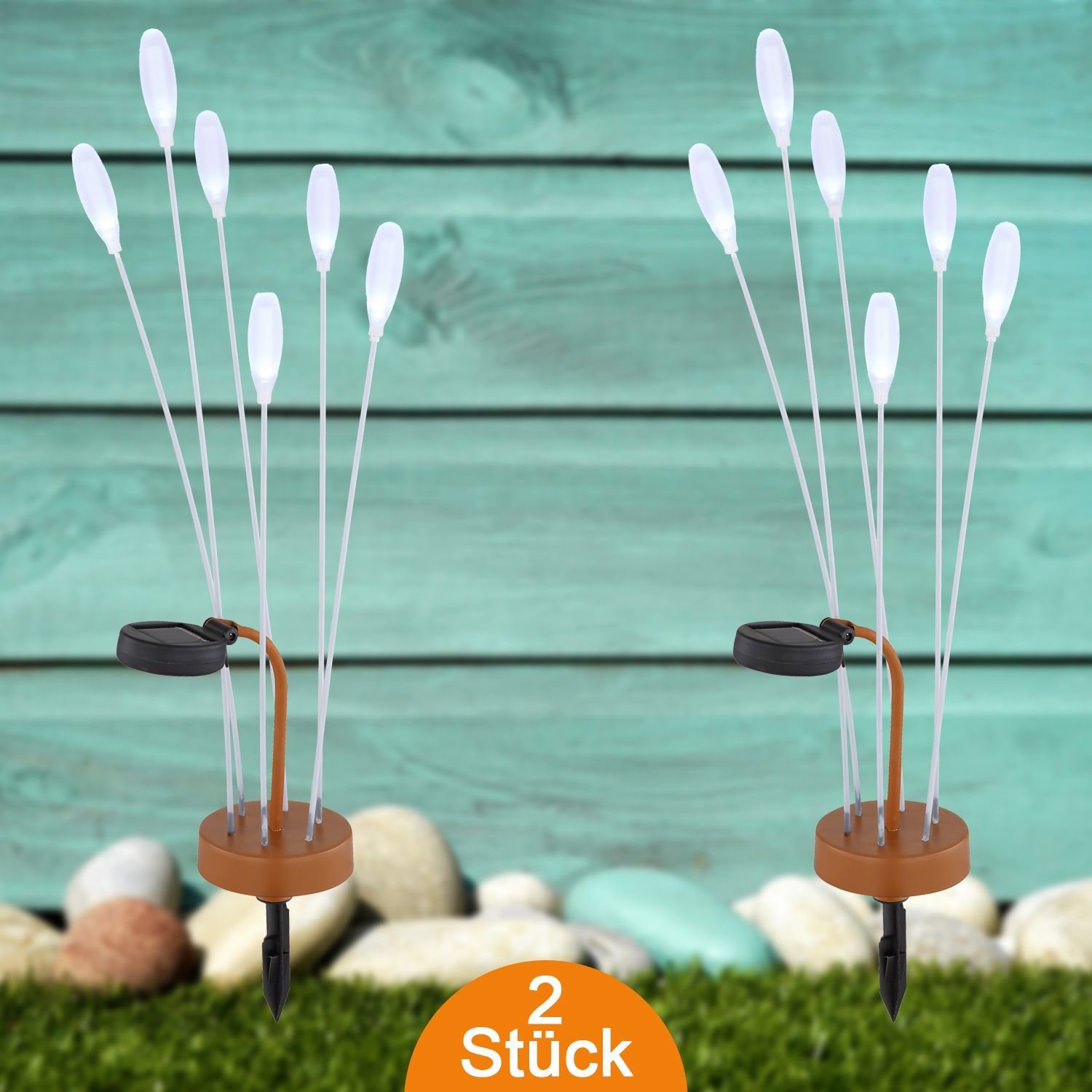 bmf-versand LED Solarleuchte »Solarleuchte Garten Ähren 2er Set Rost Solarlampe Außen ...