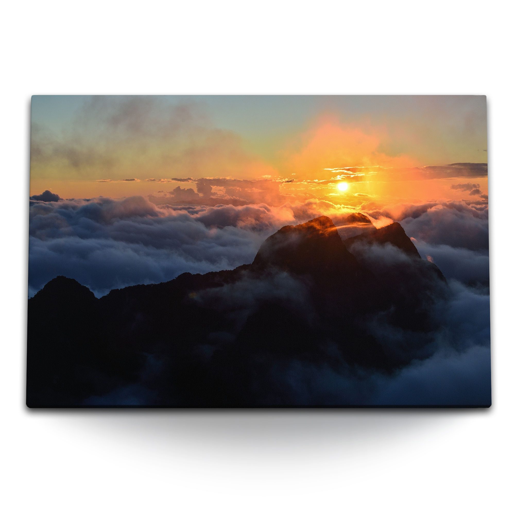 Sinus Art Leinwandbild 120x80cm Wandbild auf Leinwand Berggipfel über den Wolken Sonnenunterg ...