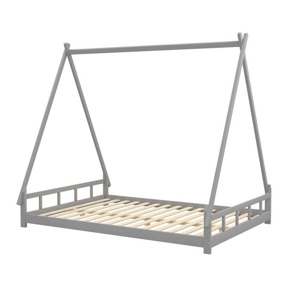 Rutaqian Kinderbett Bodenbett 140x200cm Hausbett Doppelbett Mit
