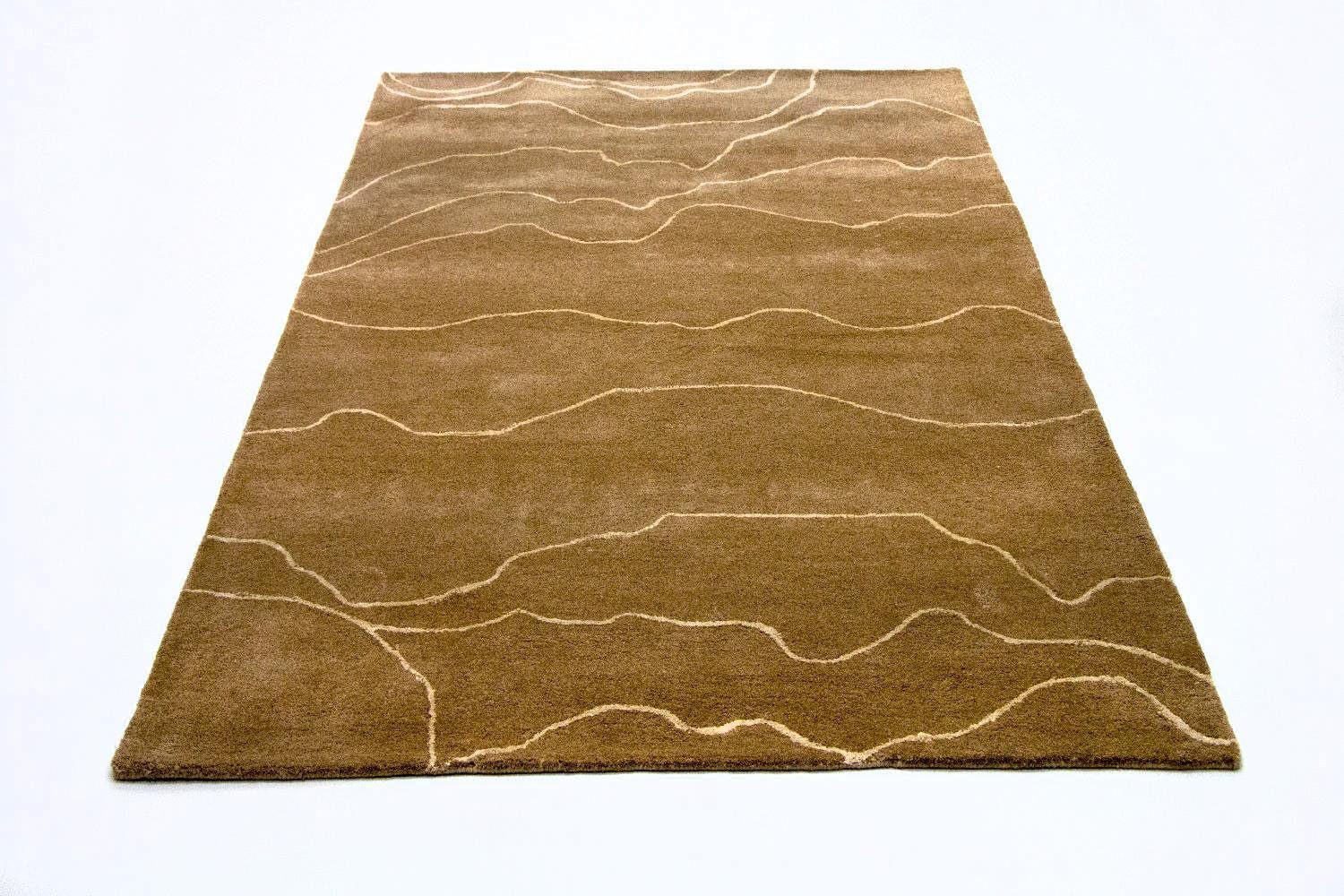 Wollteppich Designer Teppich Handgetuftet Braun Morgenland Rechteckig