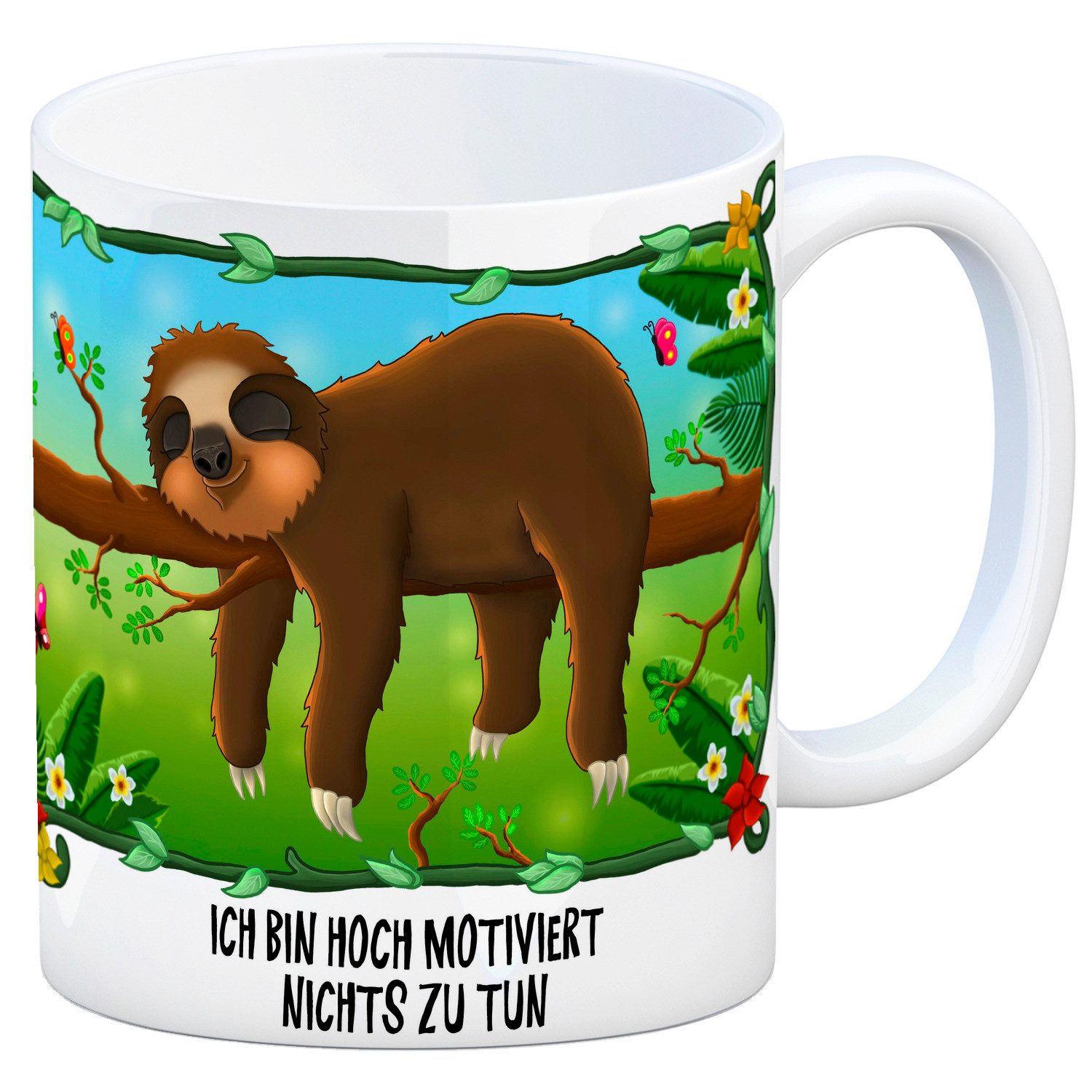 Speecheese Tasse Kaffeebecher Mit Faultier Auf Baum Motiv Und Spruch