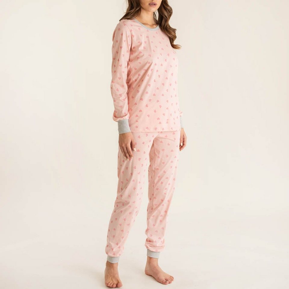 Jasmil Pyjama Damen Lang Pyjama 100 Baumwolle Große 38 46