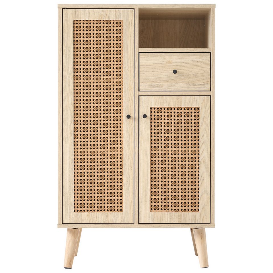 Gotagee Sideboard Seitenschrank In Holzoptik Rattantüren Eckschrank