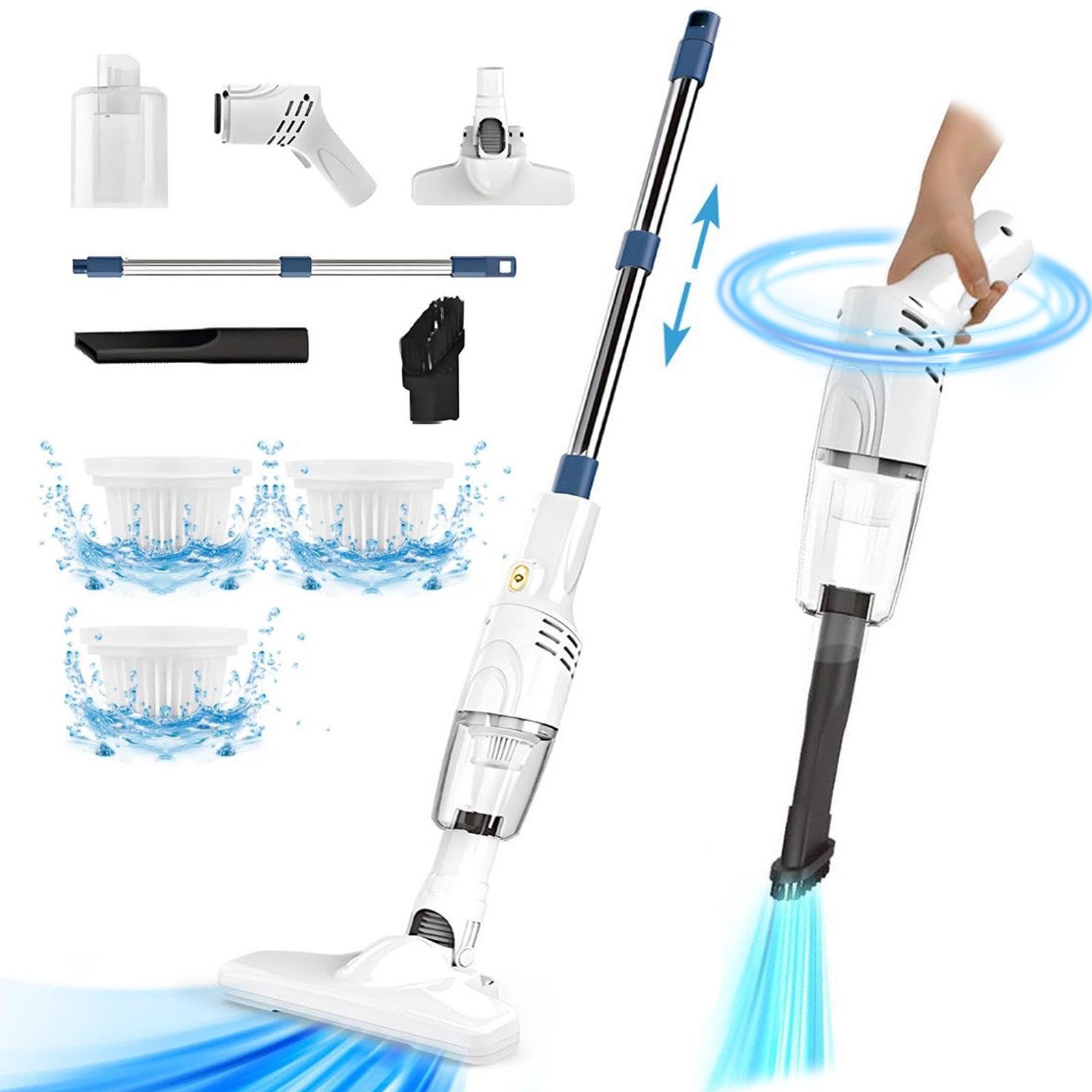Zeuopq Handstaubsauger Akku Staubsauger 3 In 1 6000 Pa Mit 3