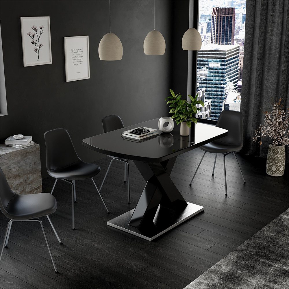 Vicco Esstisch Chinto, Schwarz/Eiche rustikal, 120 x 80 cm ausziehbar ...