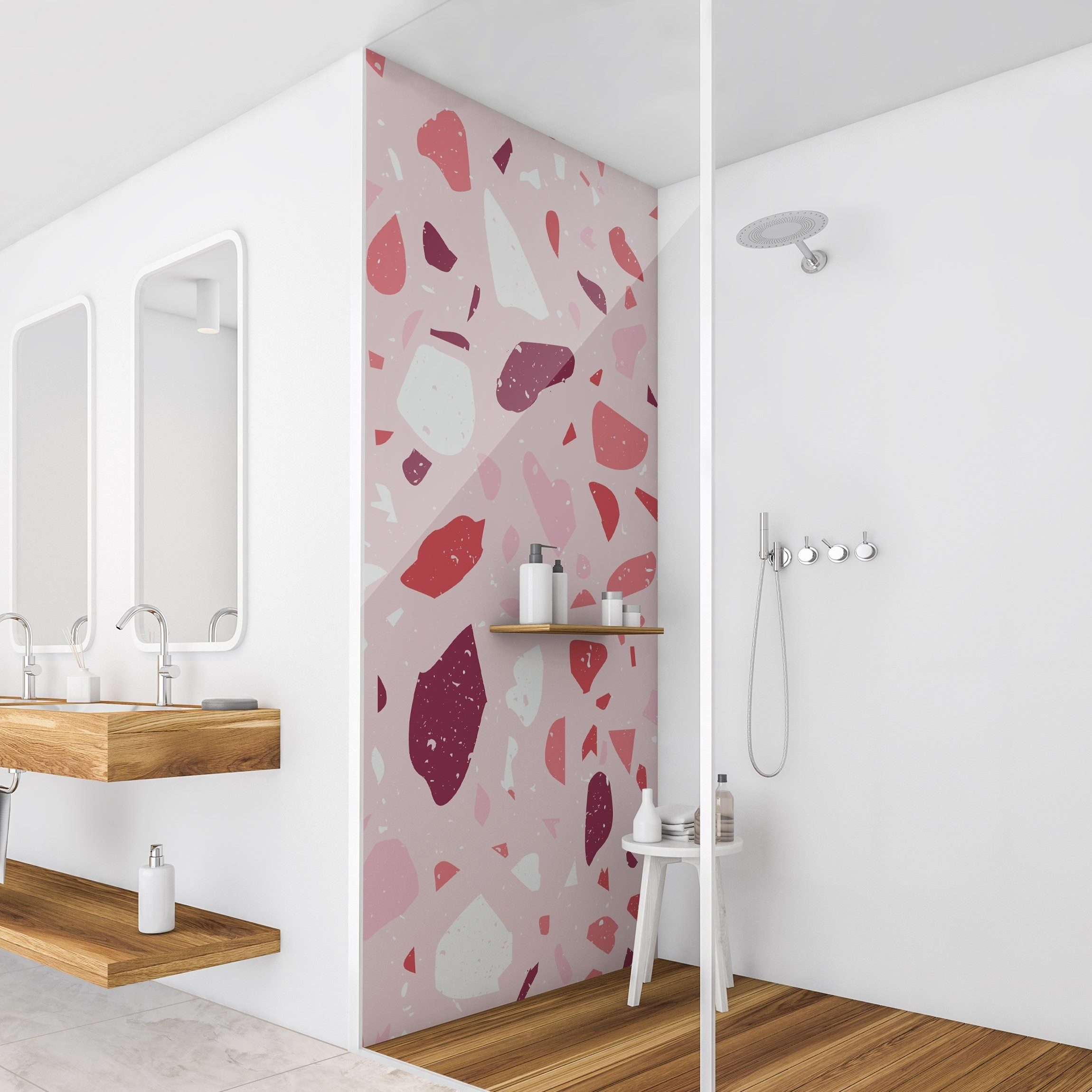 Bilderdepot24 Badrückwand Terrazzo Pink Duschrückwand Ohne Bohren
