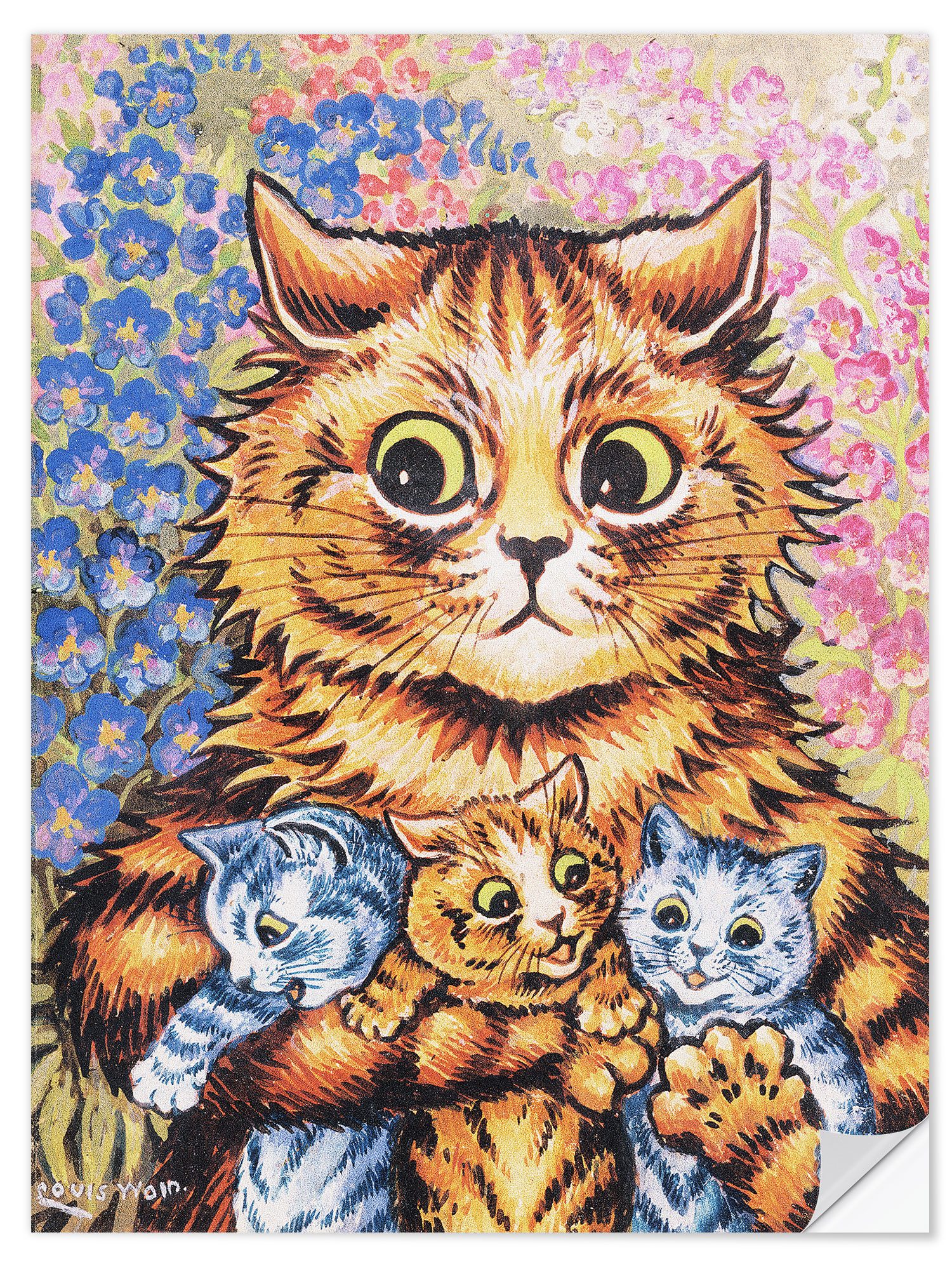 Posterlounge Wandfolie Louis Wain Eine Katze Mit Ihren Kätzchen