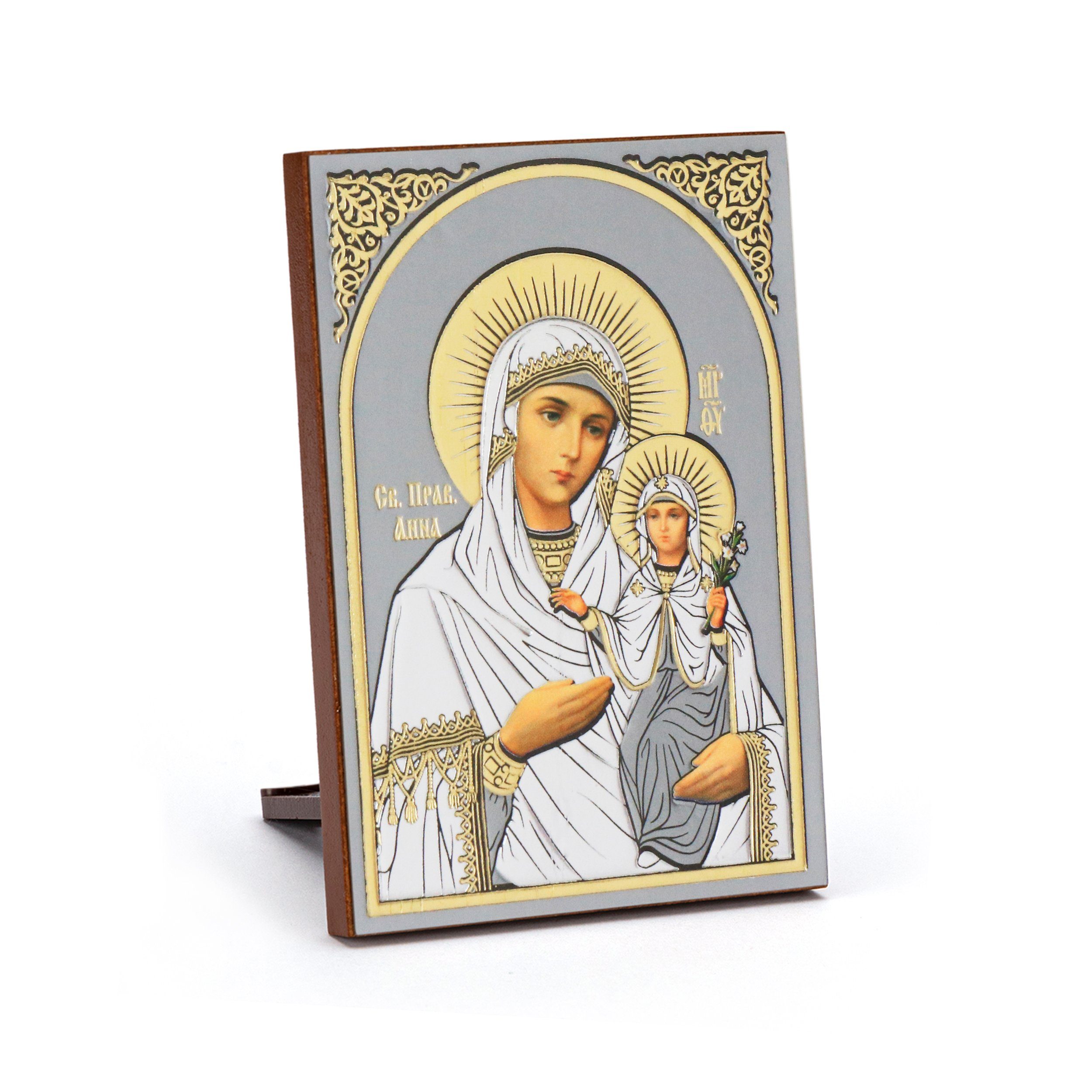 NKlaus Bild Ikone Heilige Anna Holz 6x8,5cm christlich 11072, Religion