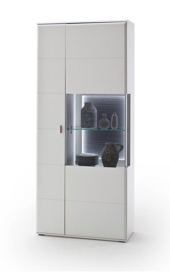 Expendio Vitrine Alexia 4 Weiß Matt Nb 90x208x38 Cm Vormontiert Mit