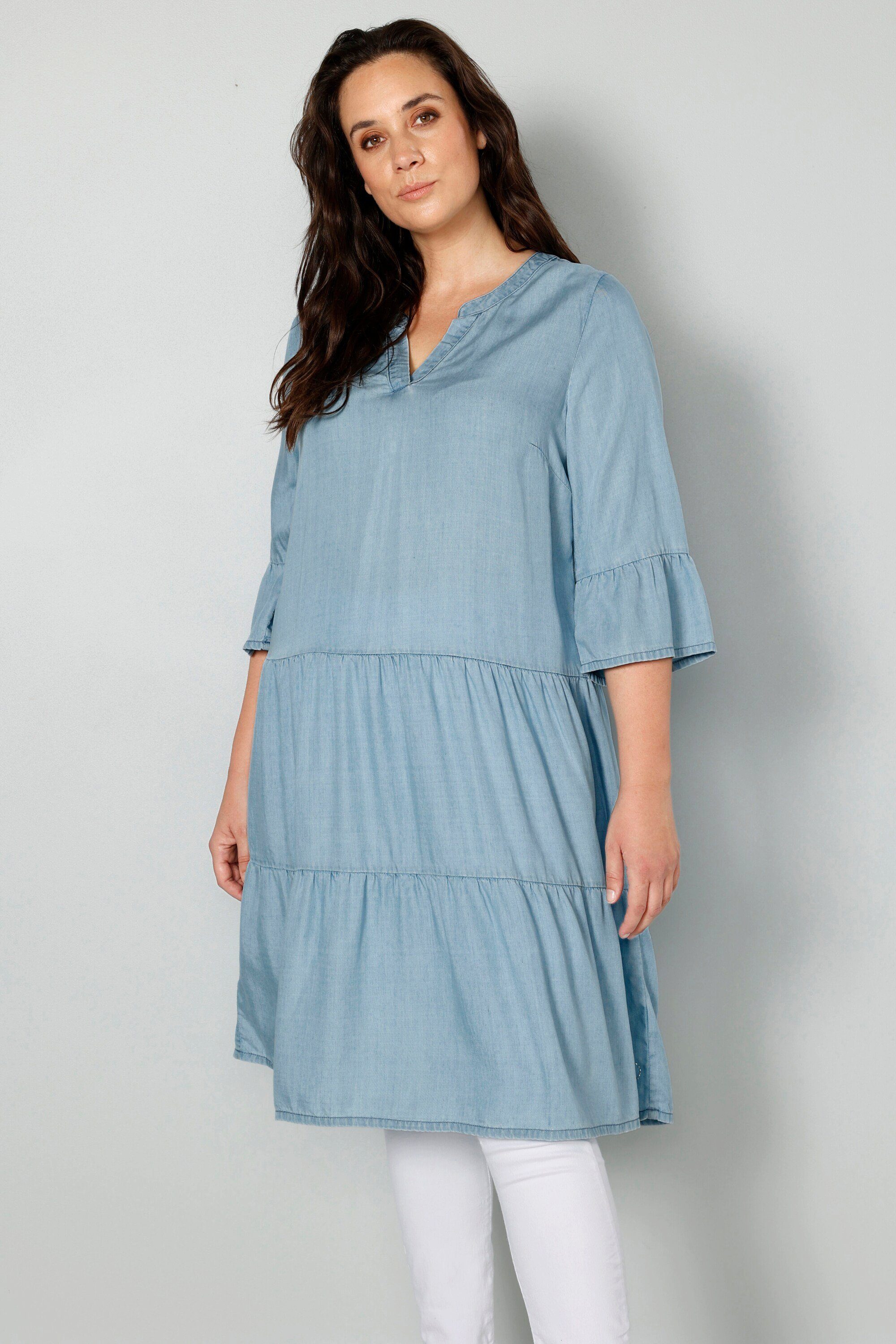 MIAMODA Longbluse Lyocell-Tunika Longform mit Volants