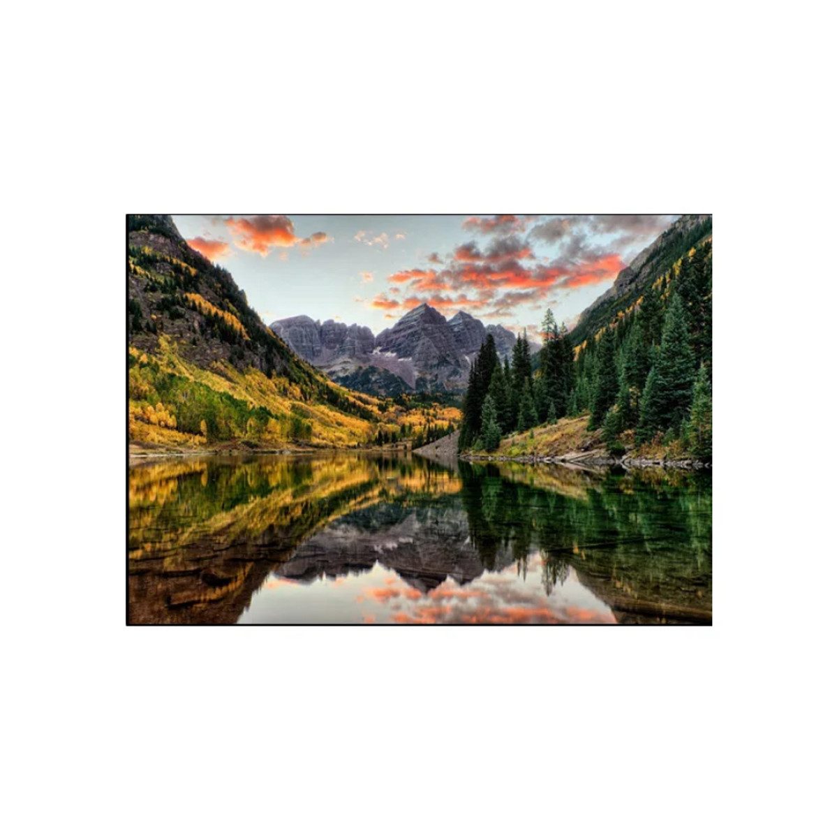 TPFLiving Kunstdruck (OHNE RAHMEN) Poster - Leinwand - Wandbild, Seelandschaft Berge Himmel ...